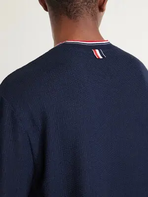 Thom Browne Pointelle-knit Cotton And Linen-blend T-shirt