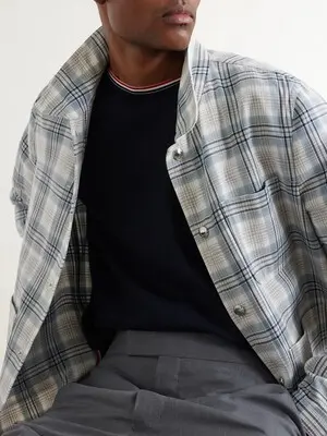 Thom Browne Pointelle-knit Cotton And Linen-blend T-shirt