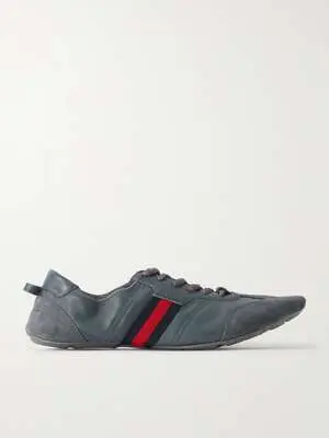 Gucci Flex Suede-trimmed Leather Sneakers - Gray