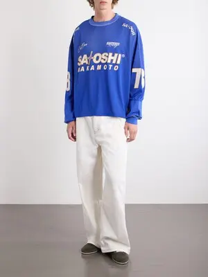 SATOSHI NAKAMOTO Moto' Graphic Mesh Long Sleeve T-shirt