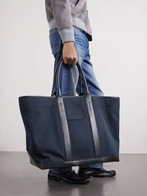 TOM FORD Leather-trimmed Canvas Weekend Bag - Blue