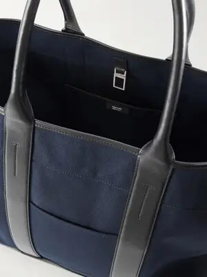 TOM FORD Leather-trimmed Canvas Weekend Bag - Blue