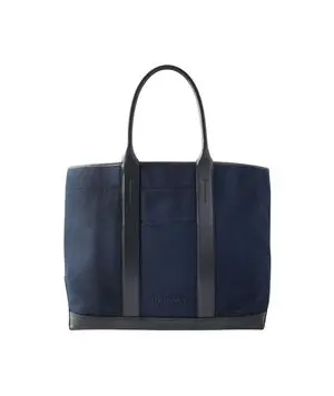 TOM FORD TOM FORD Leather-Trimmed Canvas Tote Bag Navy