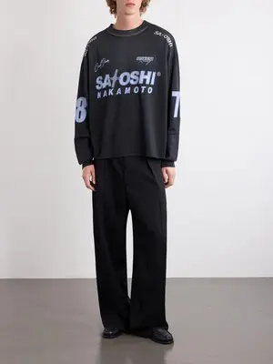 SATOSHI NAKAMOTO Moto" Logo-print Mesh Long Sleeve T-shirt