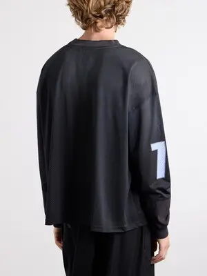 SATOSHI NAKAMOTO Moto" Logo-print Mesh Long Sleeve T-shirt