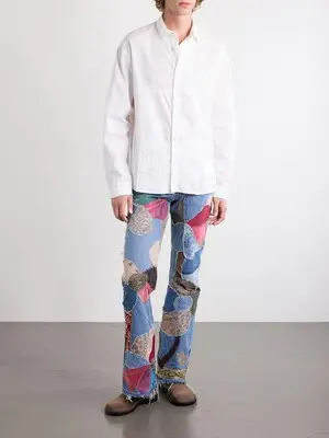 Kapital Rat Flared Patchwork Frayed Jeans