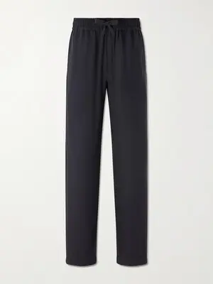 SAMAN AMEL Straight-leg Silk Trousers - Black