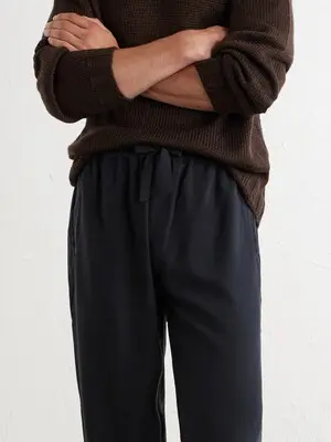 SAMAN AMEL Straight-leg Silk Trousers