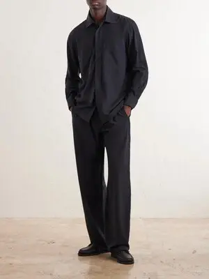 SAMAN AMEL Straight-leg Silk Trousers