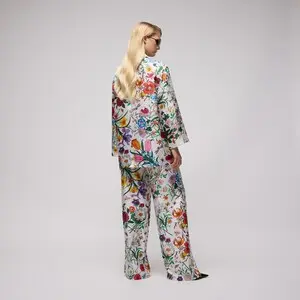 Gucci Printed Silk Twill Wide Leg Pants
