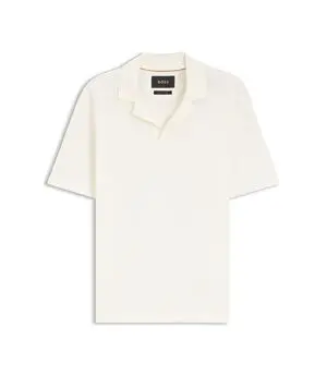 BOSS Polo Shirt In Italian-made Cotton And Linen - White