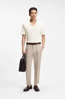 BOSS Polo Shirt In Italian-made Cotton And Linen