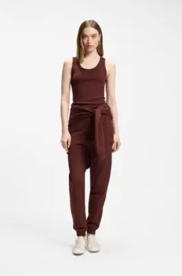 Hugo Cotton-blend Tank Top With Stacked-logo Embroidery
