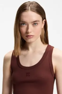 Hugo Cotton-blend Tank Top With Stacked-logo Embroidery