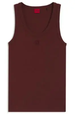 Hugo Cotton-blend Tank Top With Stacked-logo Embroidery