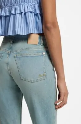 BOSS Flared-leg Jeans In Light Denim