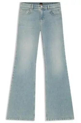 BOSS Flared-leg Jeans In Light Denim