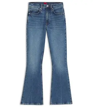 Hugo High-waisted Flared Jeans In Stretch Cotton - Blue
