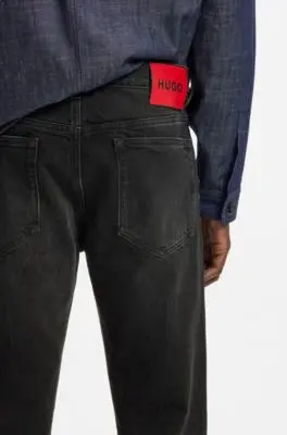 Hugo Slim-fit Stretch Denim Jeans With Faded Effect - Dark Grey