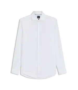 BOSS Slim-fit Shirt Crafted From A Wrinkle-resistant Cotton Blend - White