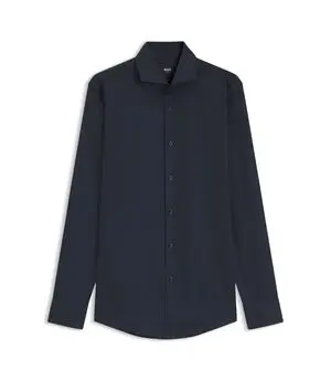 BOSS Slim-fit Shirt Crafted From A Wrinkle-resistant Cotton Blend Dark Blue