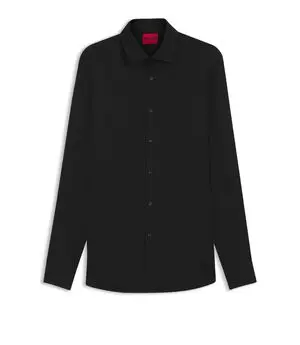 Hugo Slim-fit Business Shirt In Soft Garment-washed Fabric - Black