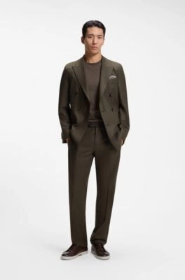 BOSS Regular-fit T-shirt In Cotton-silk Jacquard - Brown