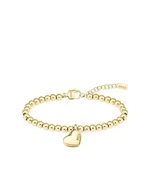 BOSS Gold-tone Beaded Bracelet With Logo Heart Charm - Assorted Pre Pack