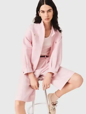 Maje Linen Blend Bomber Jacket