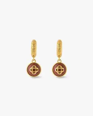 Casablanca Gold & Sphere Ear Hoops By - Red