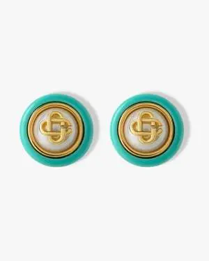 Casablanca Gold & Turquoise Pearl Studs By - Multicolor