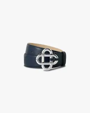 Casablanca Navy & Silver Classic Leather Cc Logo Belt - Multicolor