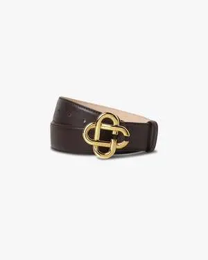 Casablanca Brown & Gold Classic Leather Cc Logo Belt - Multicolor