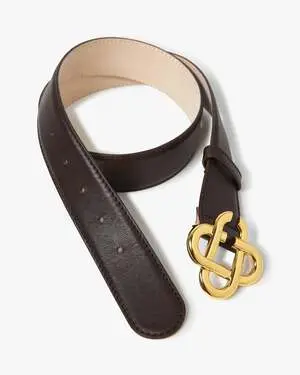 Casablanca Classic Leather Belt With Interlocking Cc Logo Buckle