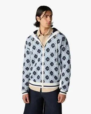 Casablanca Merino Monogram Zip-up Hooded Sweatshirt