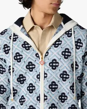 Casablanca Merino Monogram Zip-up Hooded Sweatshirt