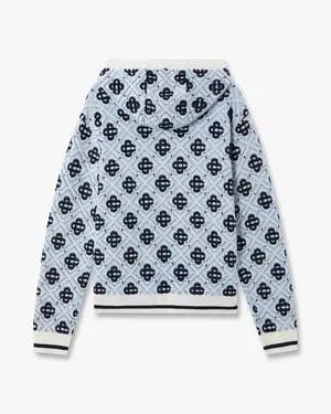 Casablanca Merino Monogram Zip-up Hooded Sweatshirt