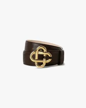Casablanca Brown & Gold Leather Monogram Cc Belt - Multicolor