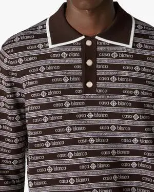 Casablanca Knit Logo Long Sleeve Polo Shirt