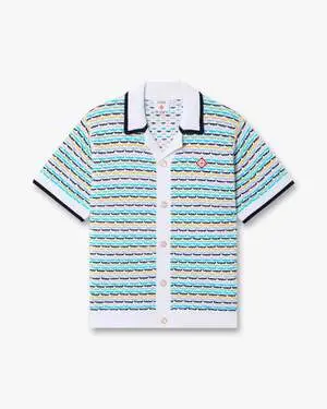 Casablanca Multicolour Crochet Tuck Stitch Short Sleeve Shirt - Multicolor