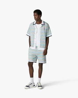 Casablanca Multicolour Crochet Tuck Stitch Short Sleeve Shirt - Multicolor
