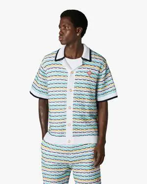 Casablanca Multicolour Crochet Tuck Stitch Short Sleeve Shirt - Multicolor