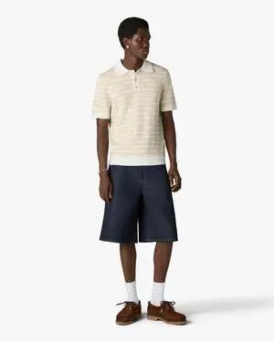 Casablanca Beige Knit Logo Short Sleeve Polo Shirt - Multicolor