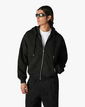Casablanca Applique Monogram Zip-up Hooded Sweatshirt