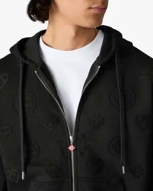 Casablanca Applique Monogram Zip-up Hooded Sweatshirt