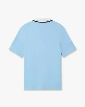 Casablanca Pale Pique Quarter Zip Short Sleeve Polo Shirt - Blue