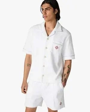 Casablanca White Towelling Monogram Short Sleeve Shirt