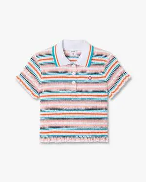 Casablanca Multicolour Striped Shirred Short Sleeve Polo Shirt - Multicolor