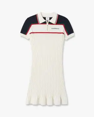 Casablanca Cream & Navy Knit Tennis Polo Mini Dress - Multicolor