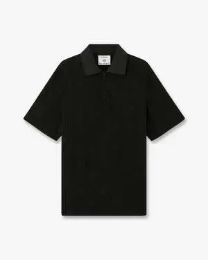 Casablanca Applique Monogram Short Sleeve Polo Shirt - Black